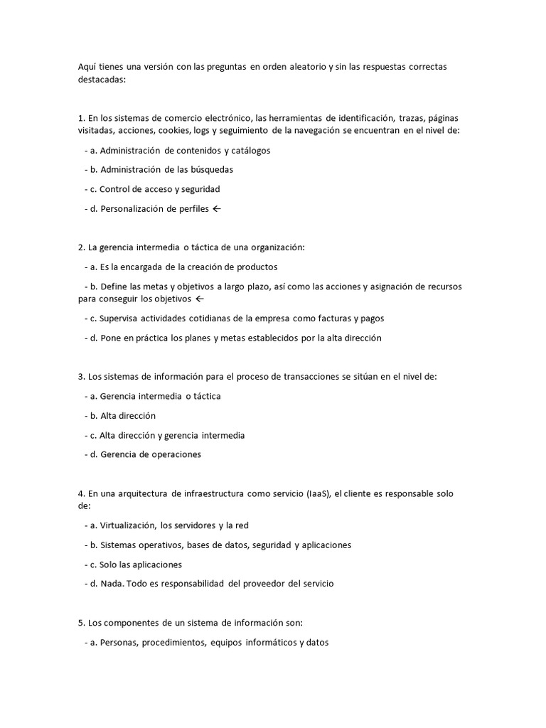 Recopilacion Preguntas Aleatorias ISI | PDF | Business | Servicios web de Amazon