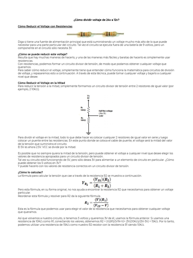 Bajar El Voltaje de Una Linea Con Resistencias | PDF | Red eléctrica ...