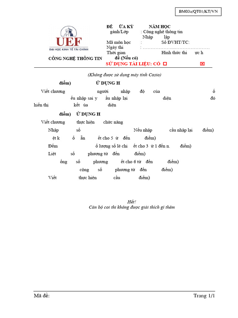 DeThiGK NMLT 001 | PDF