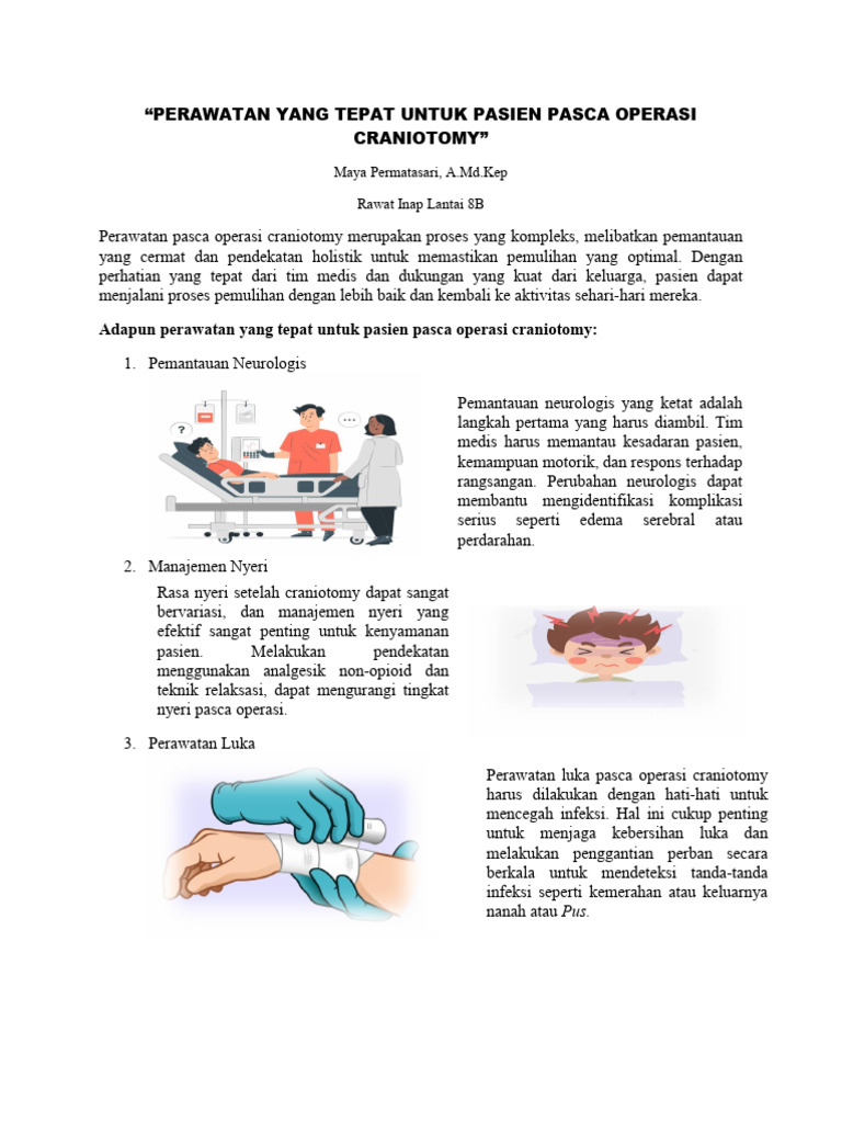 Perawatan Yang Tepat Untuk Pasien Pasca Operasi Craniotomy | PDF ...