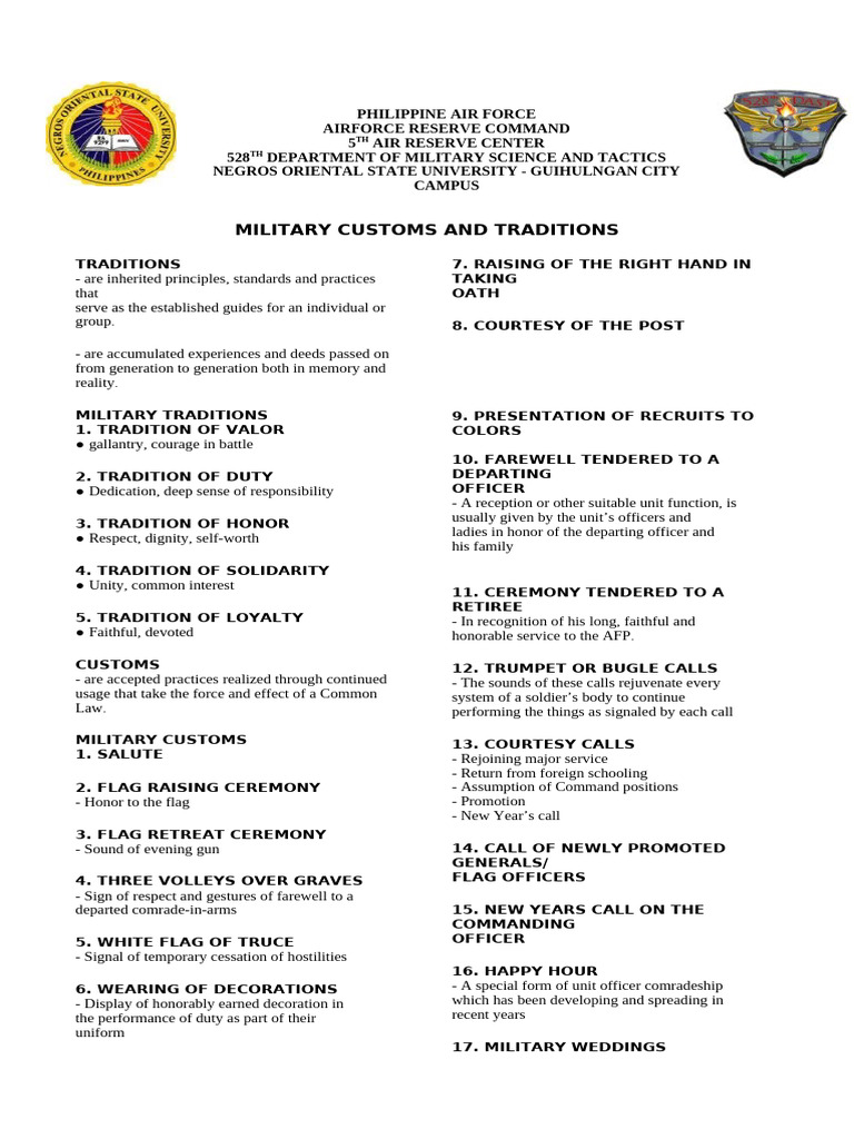 Military Customs and Tradition - 095855 | PDF | Military