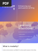 Modal VERBS in PERSUASIVE WRITING | PDF | Verb | Human Communication