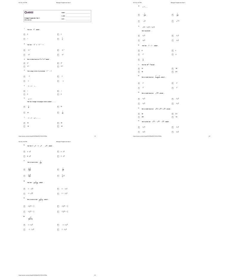 Bilangan Pangkat dan Akar 4 | PDF