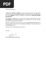 Authorization Letter To Pick Up Parcel | PDF | Finance & Money Management