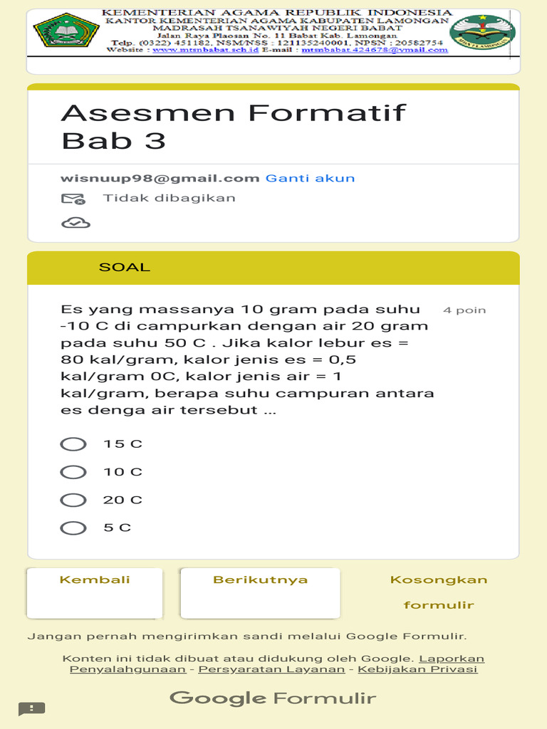 Asesmen Formatif Bab 3 | PDF