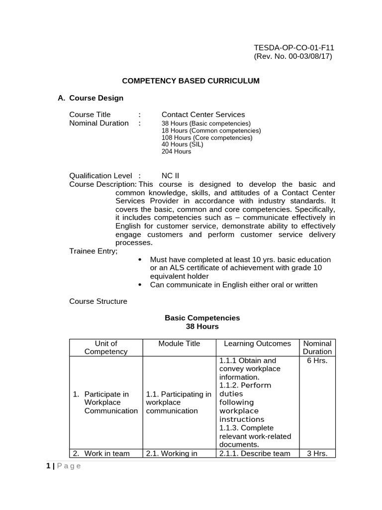 CBC-CCS NC II With 21st Century Skills | PDF | Information ...