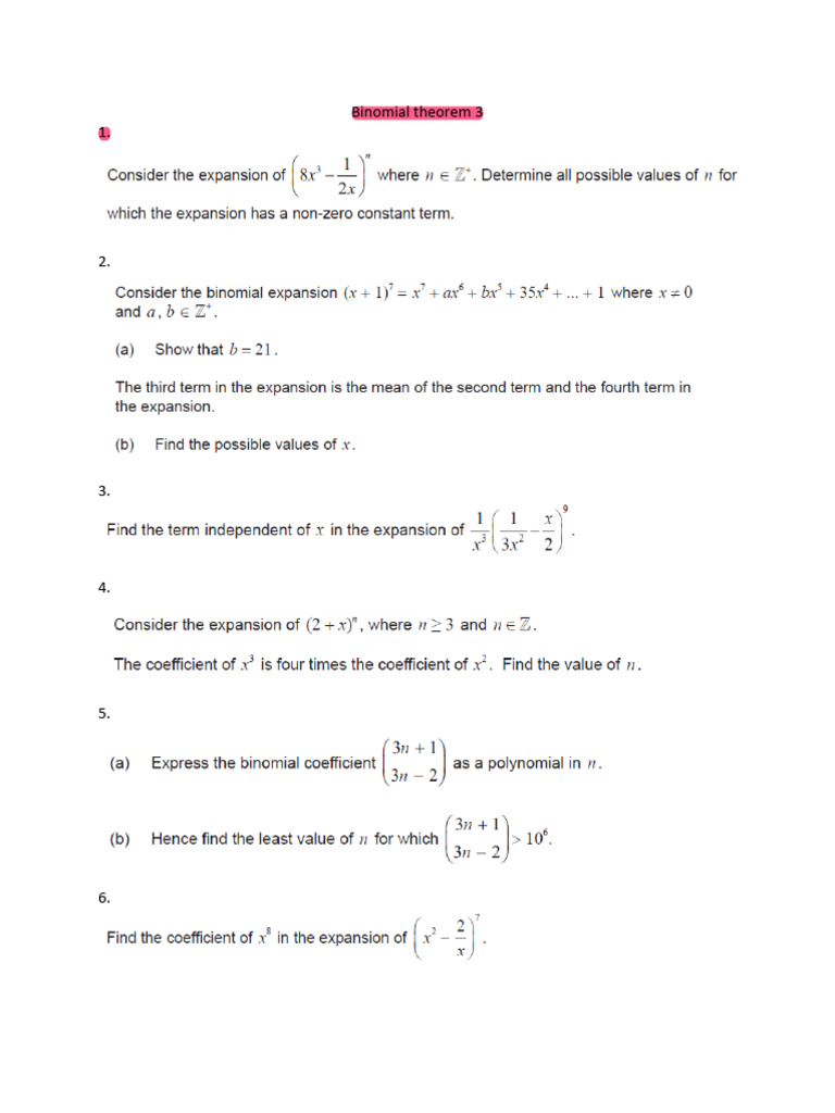 Binomial Theorem 3 | PDF