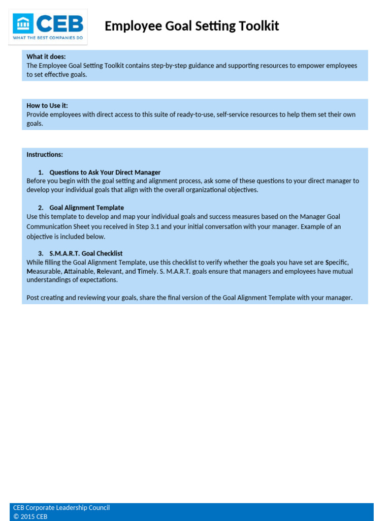 3.2 Employee Goal Setting Toolkit | PDF | Goal | Goal Setting