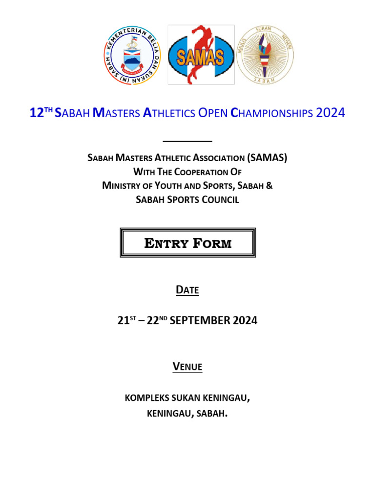 12TH Samoc 2024 Entry Form 5.0 | PDF | Sport Of Athletics | Games Of ...