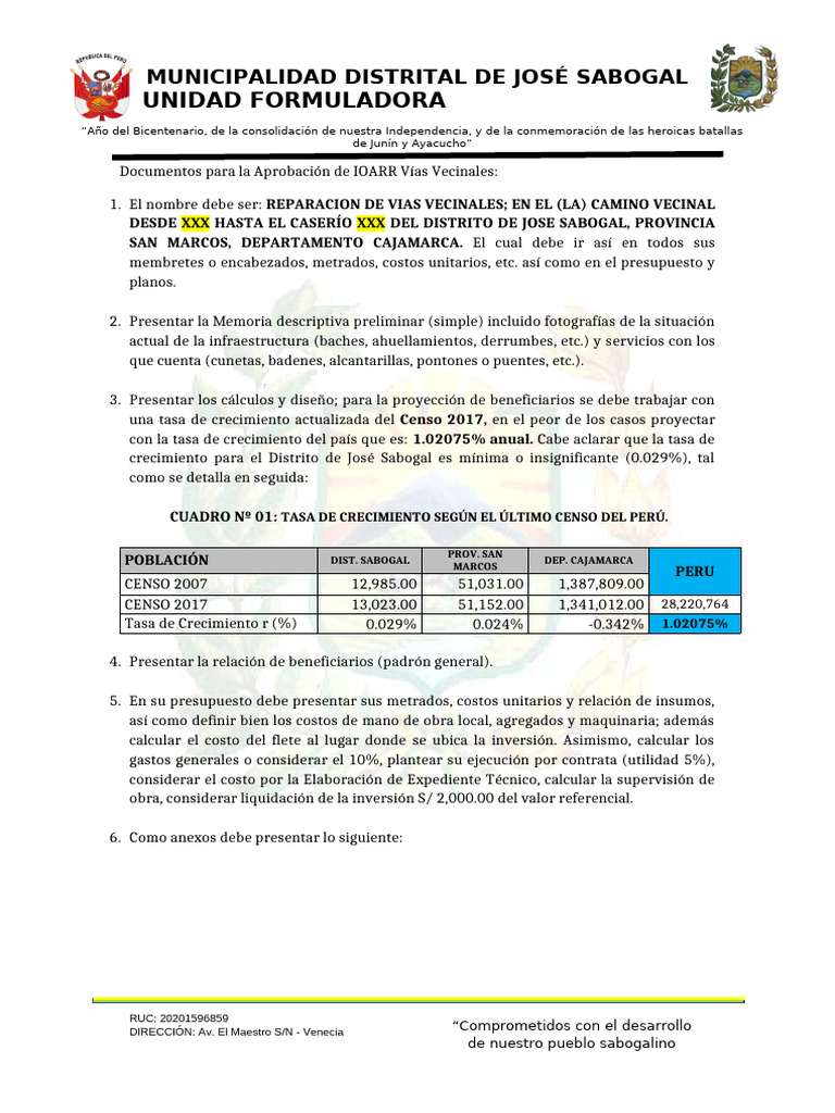 Requisitos para La Aprobacion de IOARR Vias Vecinales | PDF