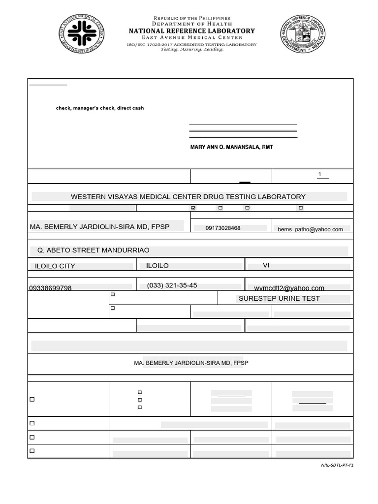 2025 SDTL PT Drug Test Registration Form | PDF | Drug Test