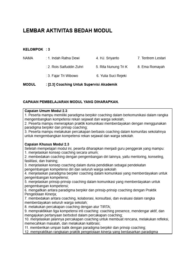 Lembar Aktivitas Bedah Modul | PDF