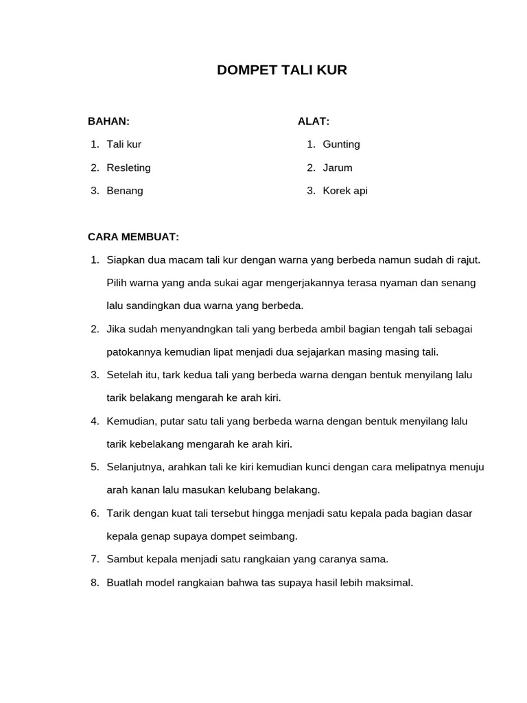 Dompet Tali Kur | PDF