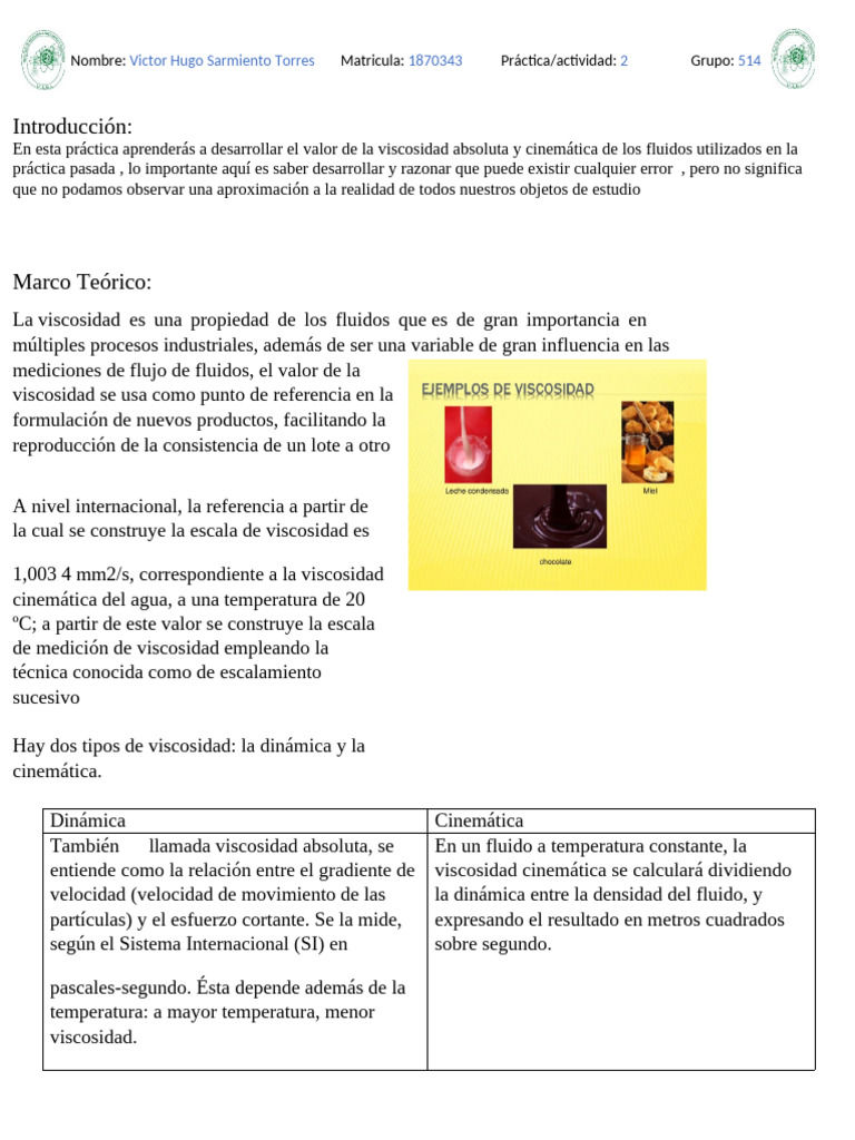 Practica 2 VHST 2 | PDF | Viscosidad | Temperatura