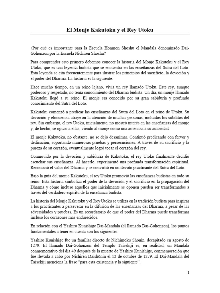 Kakutoku y Utoku: Legado Budista | PDF | Sutra del loto | Nichiren