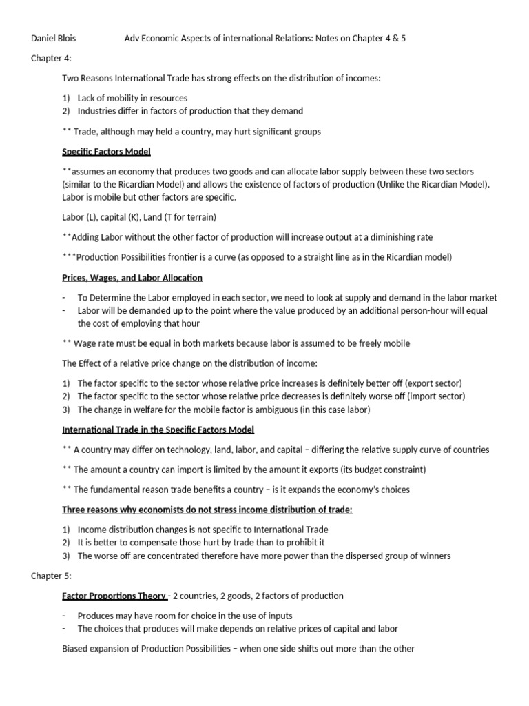 Chapter 4 and 5 Study Notes | PDF | Labour Economics | Comparative ...