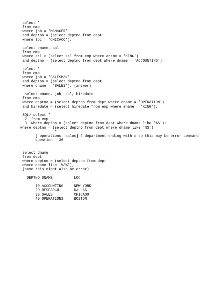 SQL Queries for Managers | PDF | Teaching Methods & Materials | Computers