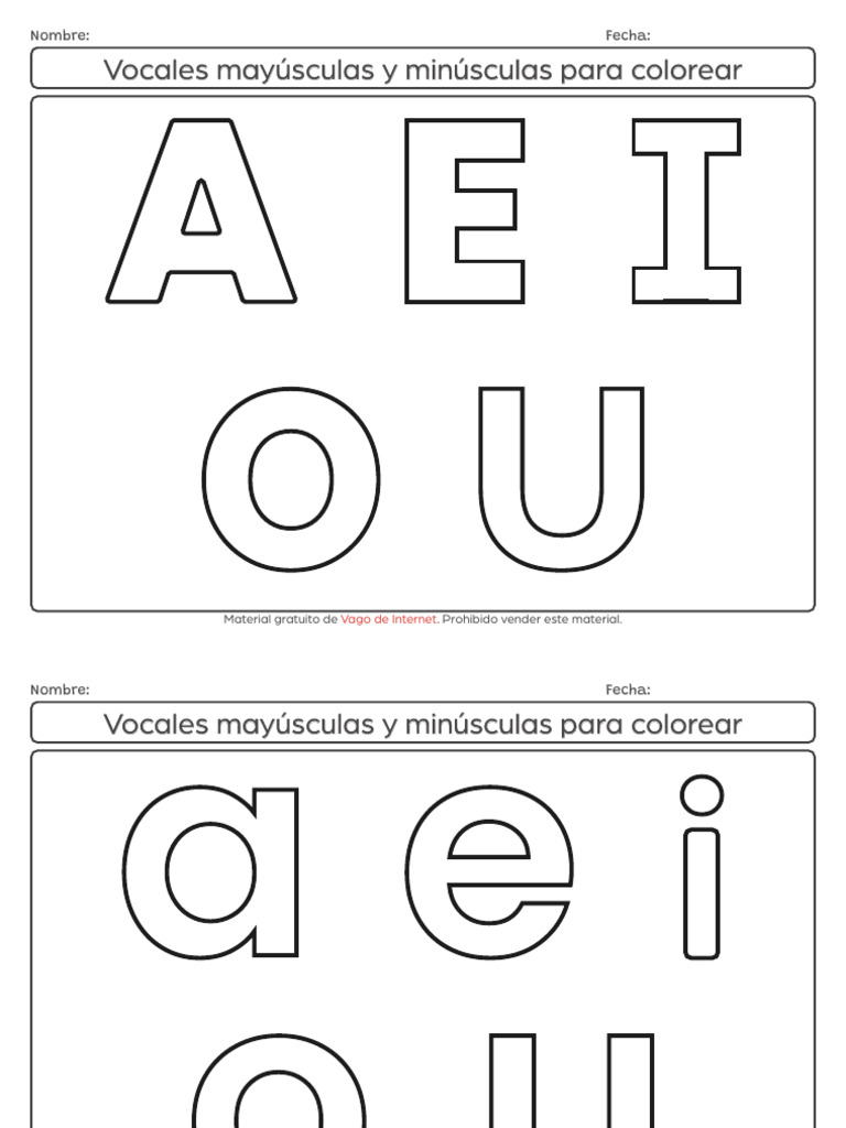 Vocales para Colorear en Mayúsculas y Minúsculas | PDF