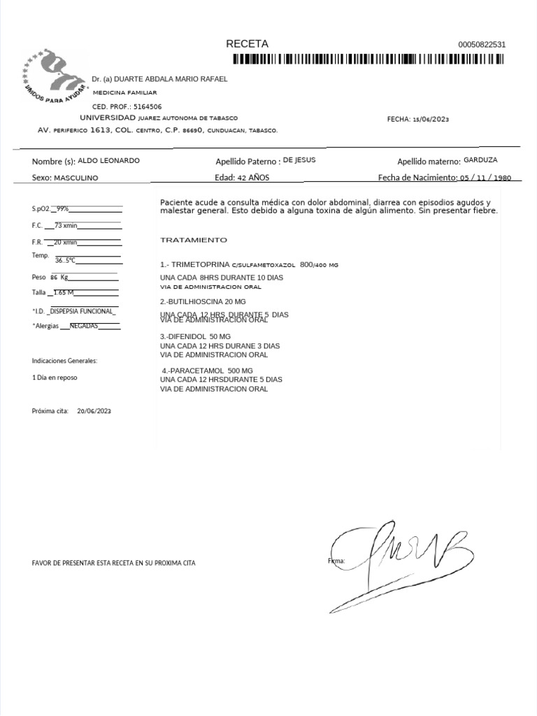 Receta médica para dispepsia funcional | PDF | Salud y bienestar