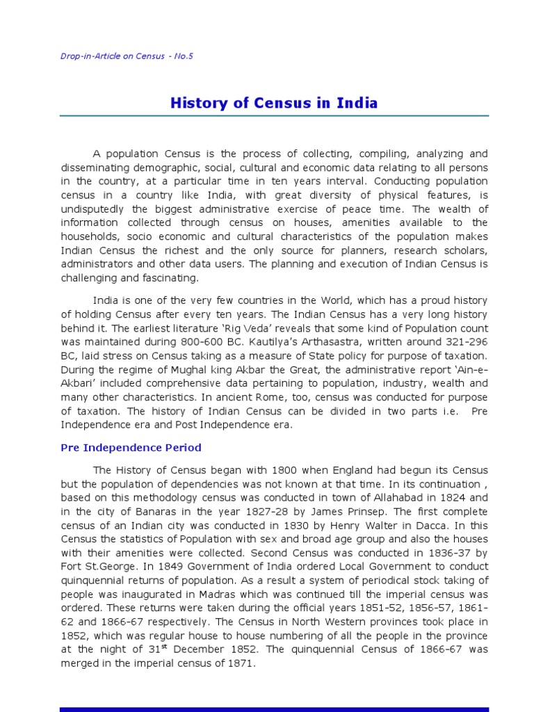 05-History of Census in India | PDF | Census | British Raj
