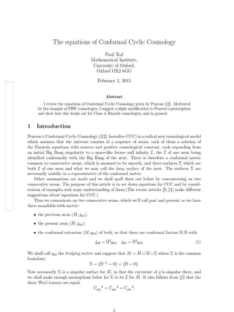 The Equations of Conformal Cyclic Cosmology | PDF | Physics ...