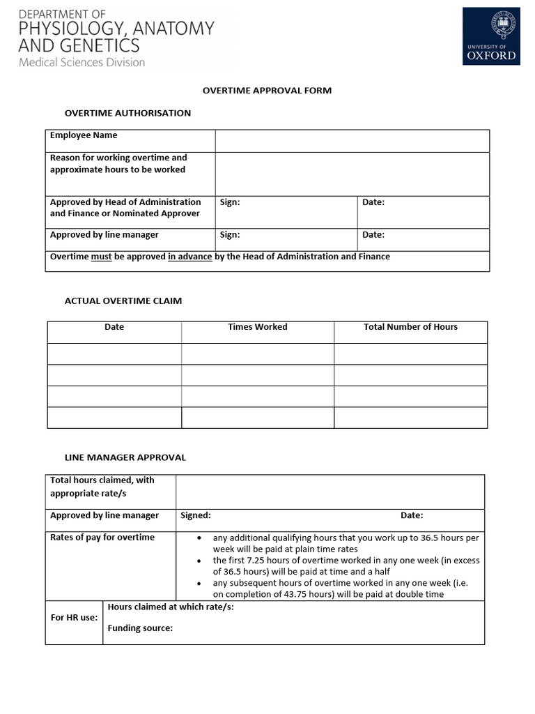 Overtime Approval Form - Oct18 - v5 | PDF | Business