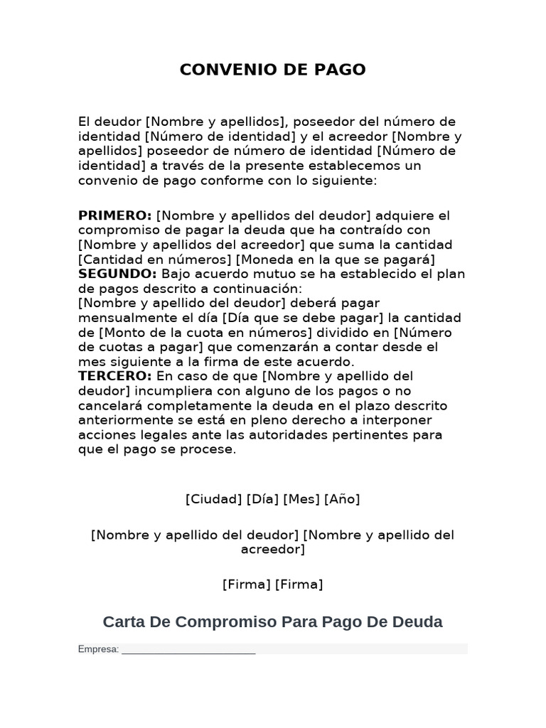 Convenio de Pago | PDF | Pagos | Deuda