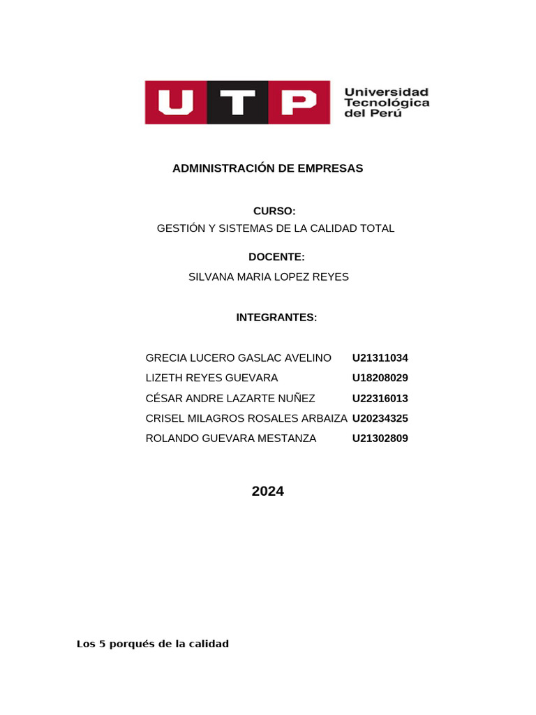 Ta2 Gestion Calidad | PDF | Negocios | Informática