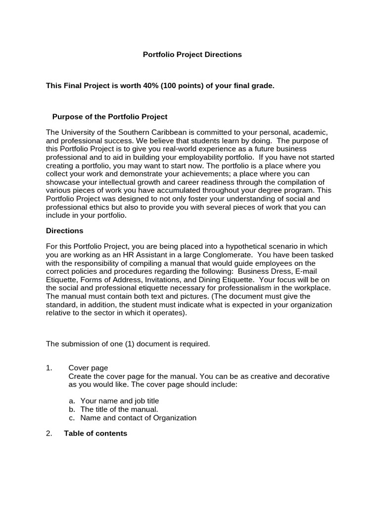 Portfolio Project Directions | PDF