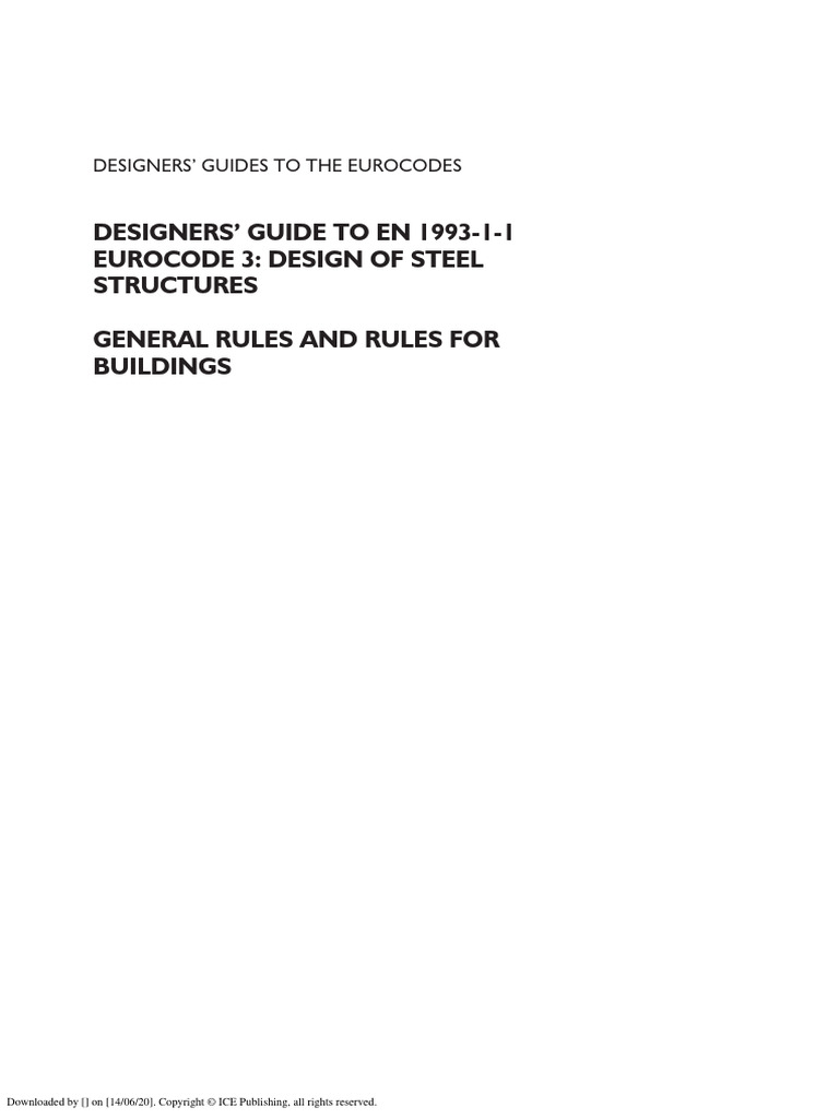 Designers Guide To EN 1993 1 1 Eurocode | PDF | Bending | Buckling