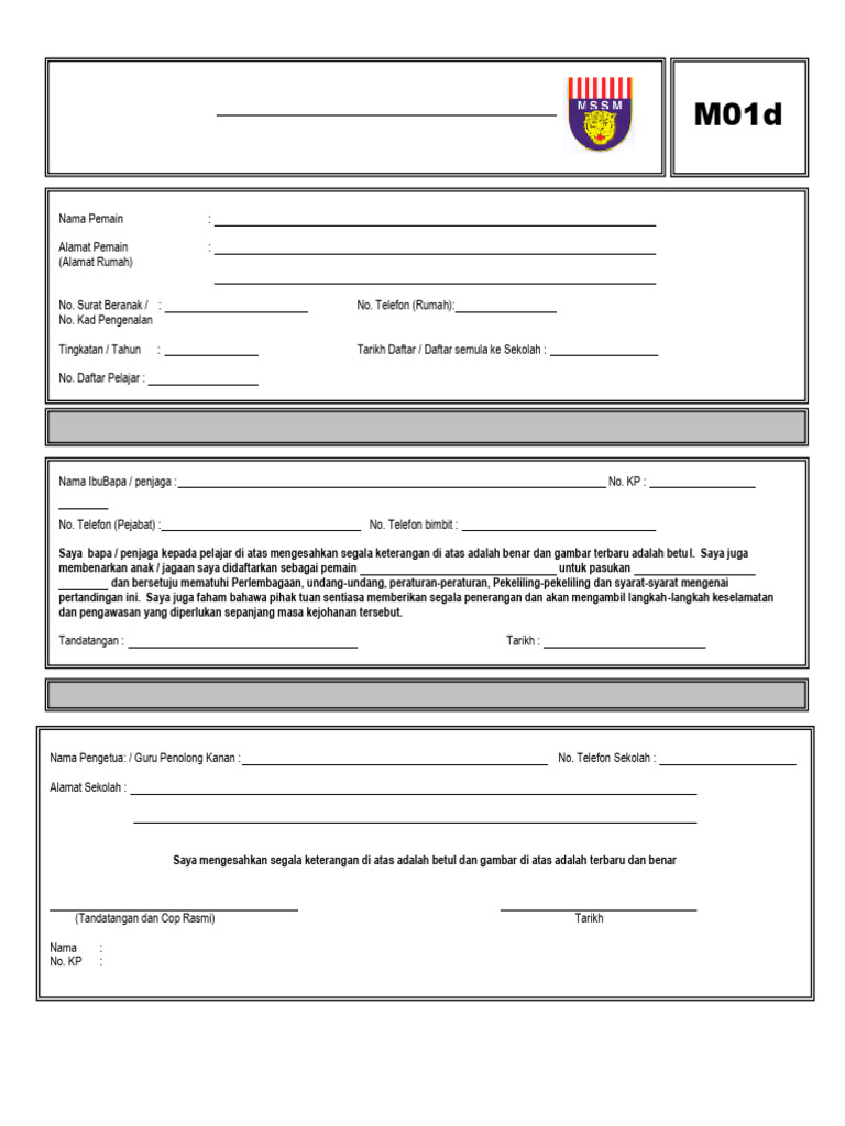 Borang m01 Dan m02 | PDF