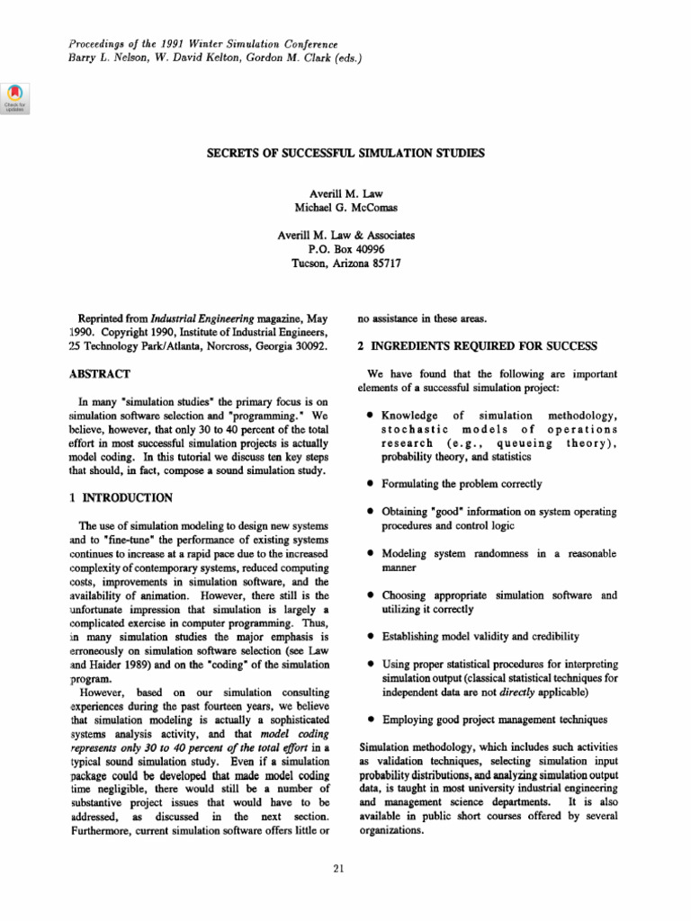 Aula 02 - Secrets of Successful Simulation | PDF | Simulation | System
