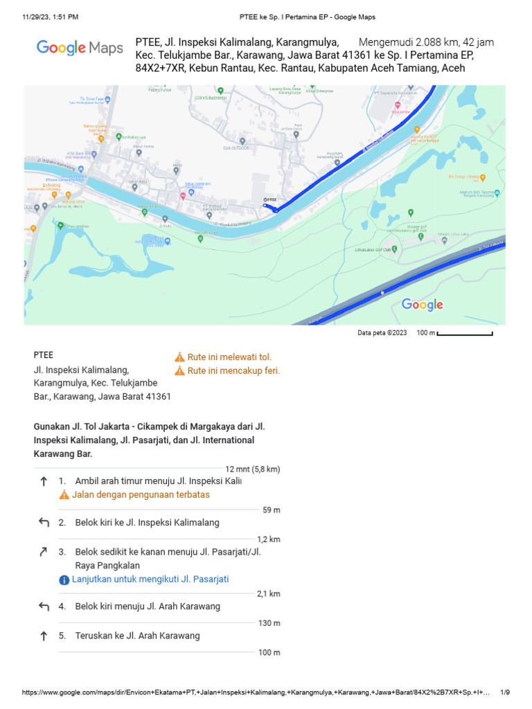 PTEE Ke Sp. I Pertamina EP - Google Maps | PDF