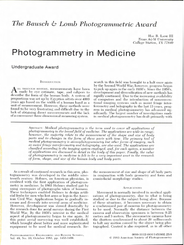 Medical Photogrammetry Applications | PDF | Holography | Optics