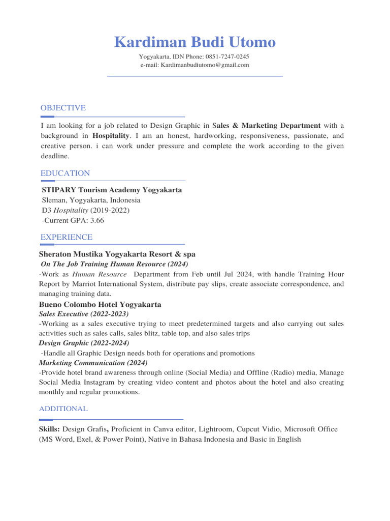 CV Kardiman Budi Utomo | PDF | Human Communication