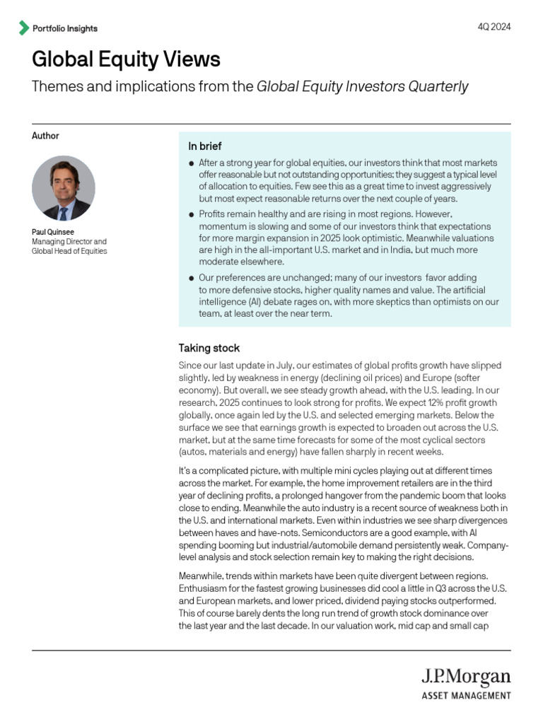Global Equity Views | PDF | Jp Morgan Chase | Stocks