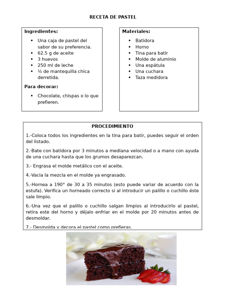 Receta de Pastel | PDF | Salud y bienestar