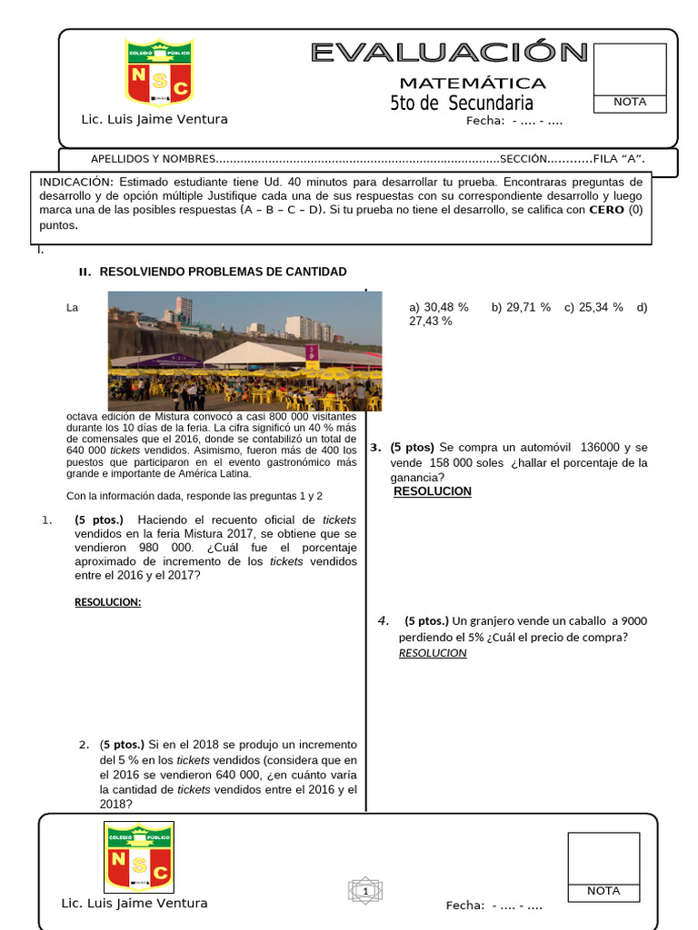 Examen I Bimestr 2 | PDF