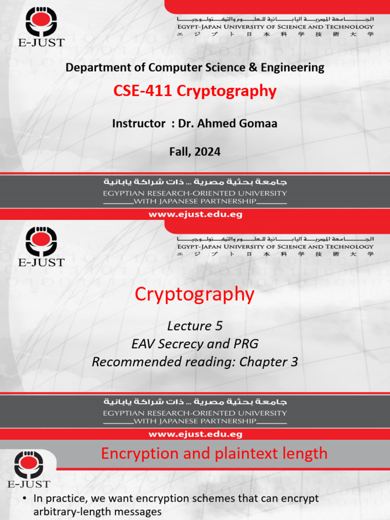 Lecture 5 - EAV-Secrecy and PRG | PDF | Espionage Techniques | Secure Communication