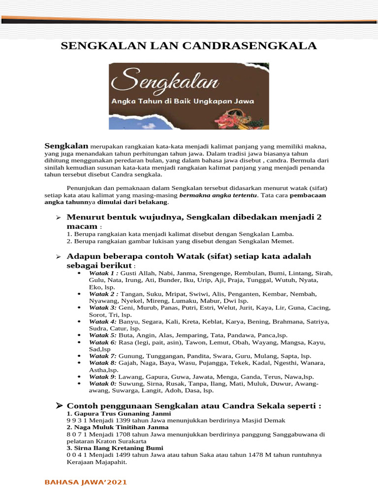 Pemahaman Sengkalan dan Candrasengkala | PDF