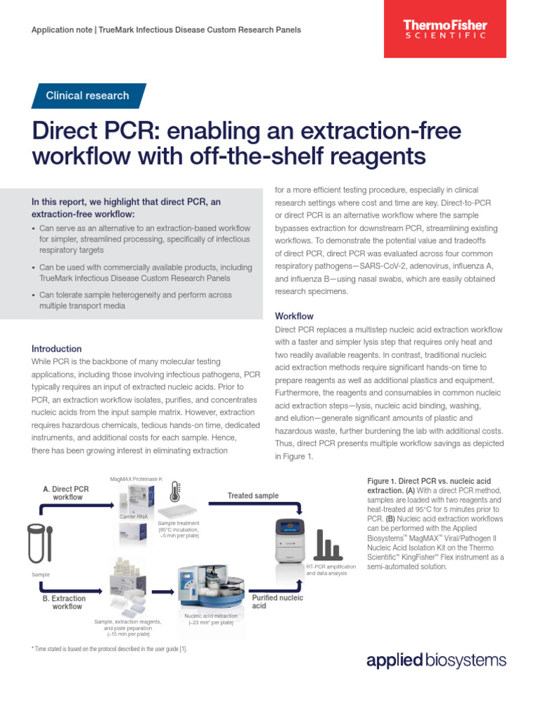 Direct PCR, An Extraction-Free Workflow | PDF | Polymerase Chain ...