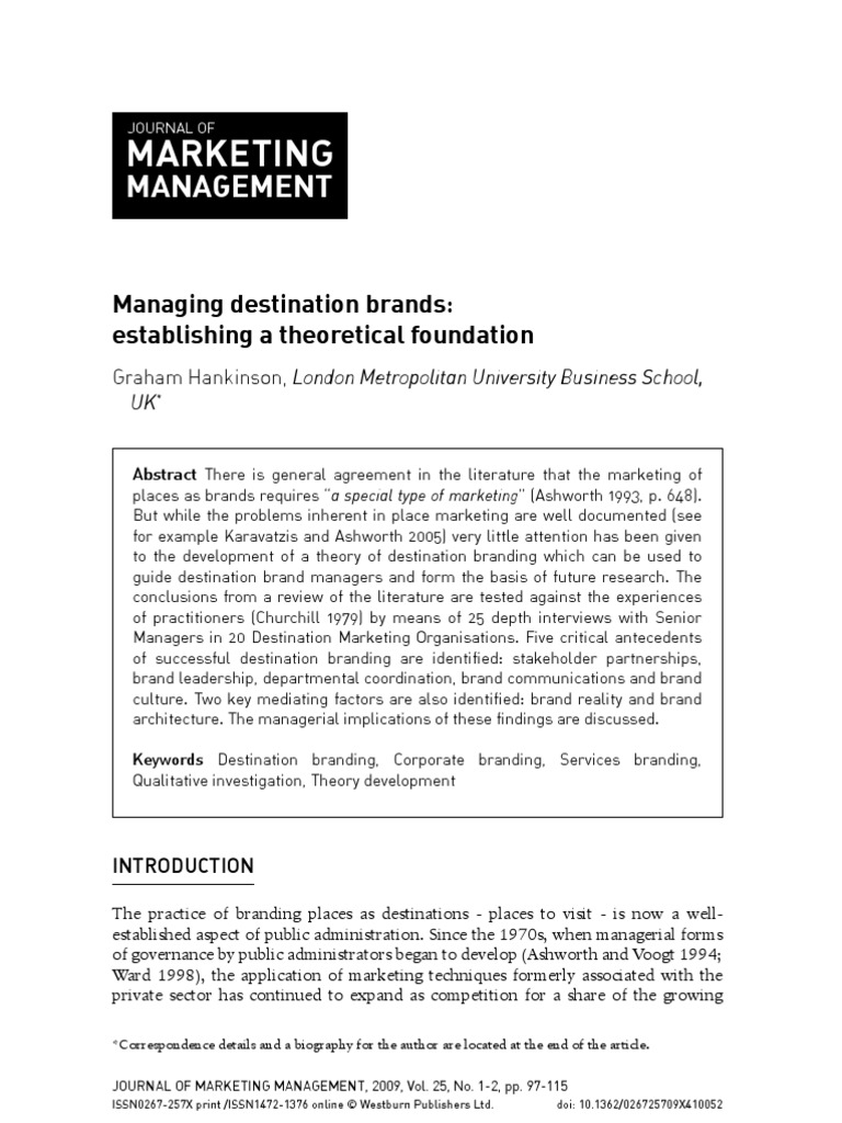 Destination Brand Literature Review | PDF | Brand | Organizational Culture