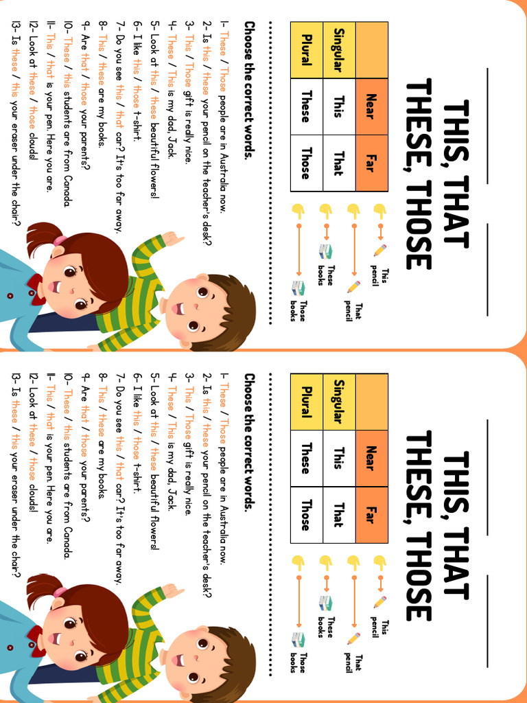This, That, These, Those Grammar Worksheet | PDF | Language Families ...