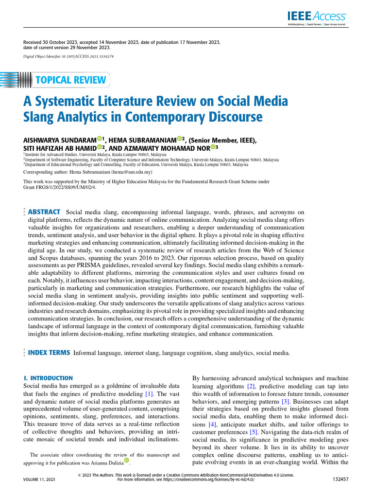 A Systematic Literature Review On Social Media Slang Analytics in ...