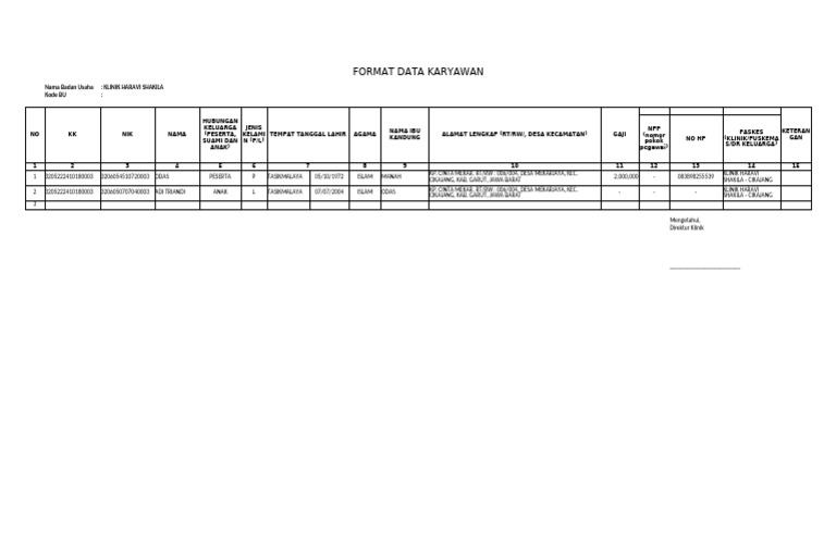 Form Data Karyawan | PDF