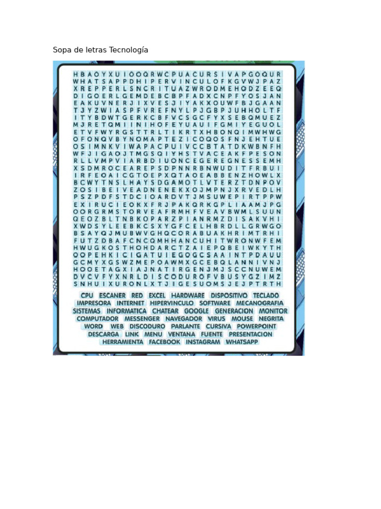 Sopa de Letras Tecnología | PDF