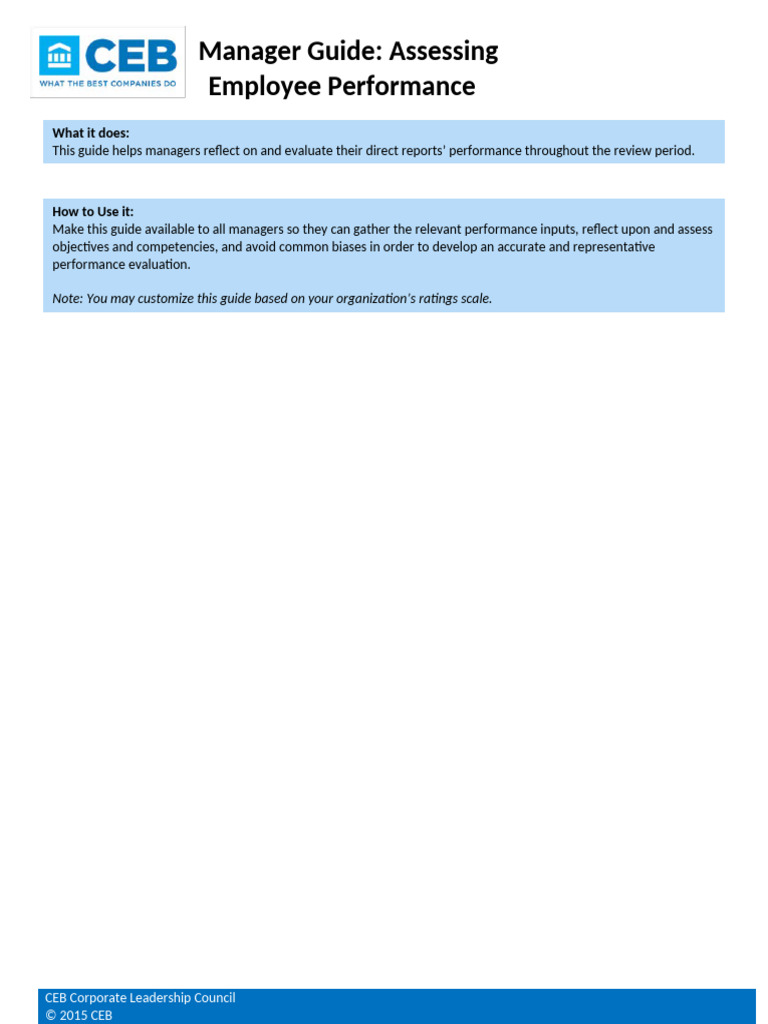 4.1 Manager Guide - Assessing Employee Performance | PDF | Performance ...