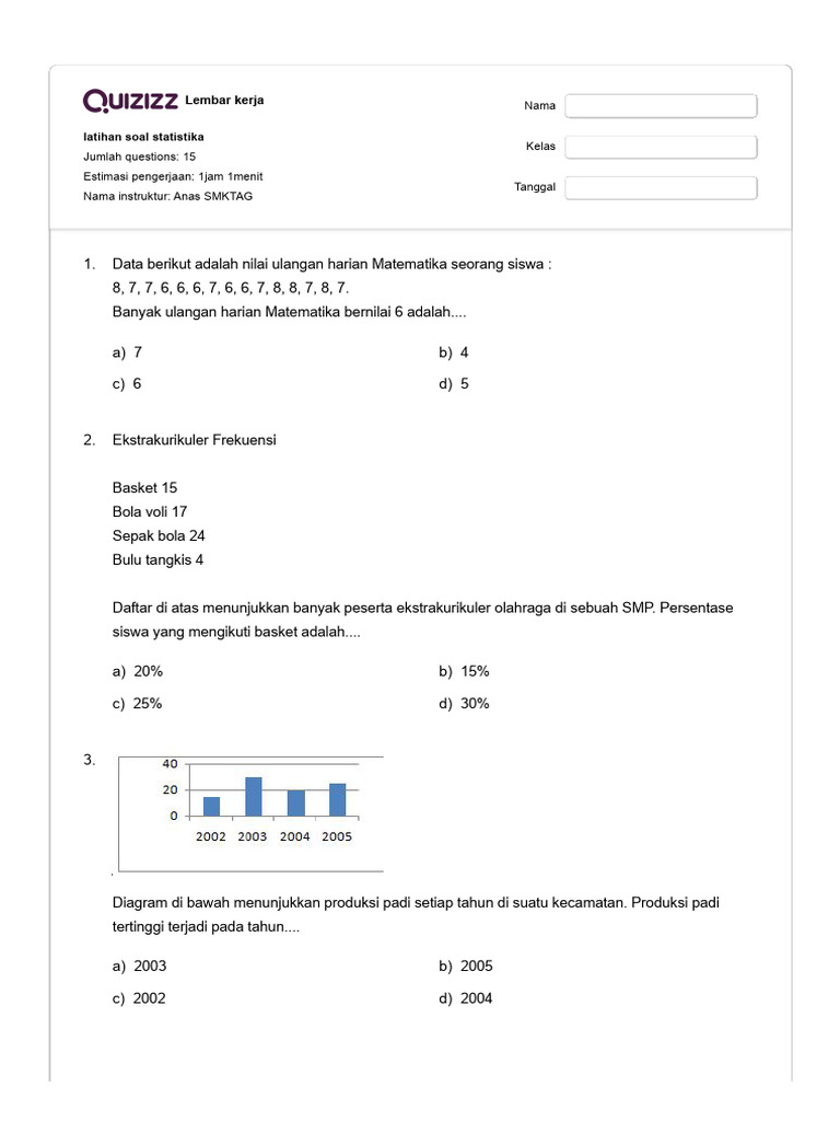 Latihan Soal Statistika untuk Siswa | PDF