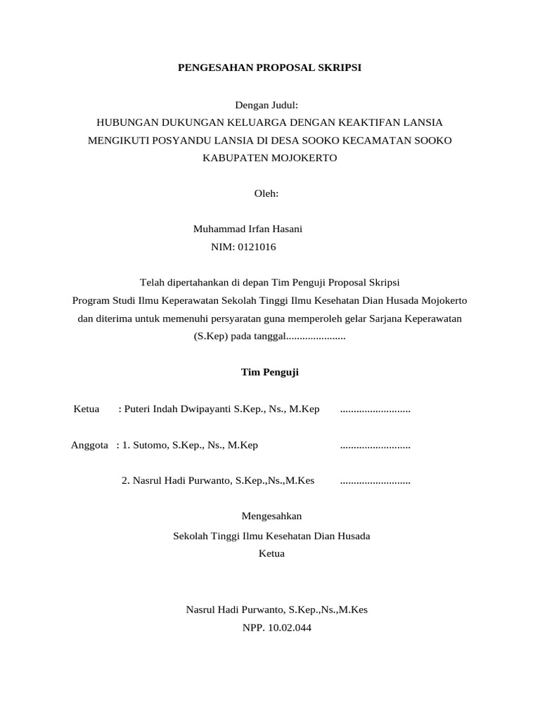 Pengesahan Proposal Skripsi | PDF | Pengembangan Diri