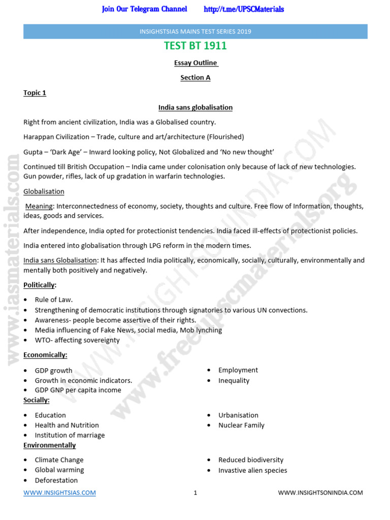 Insight IAS Mains 2019 Test 11 | PDF | Intercontinental Ballistic ...